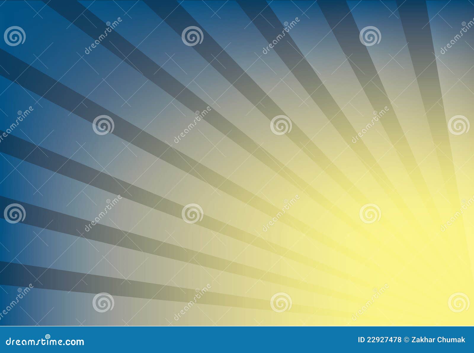 The Yellow Sunburst on Blue Background Stock Illustration ...