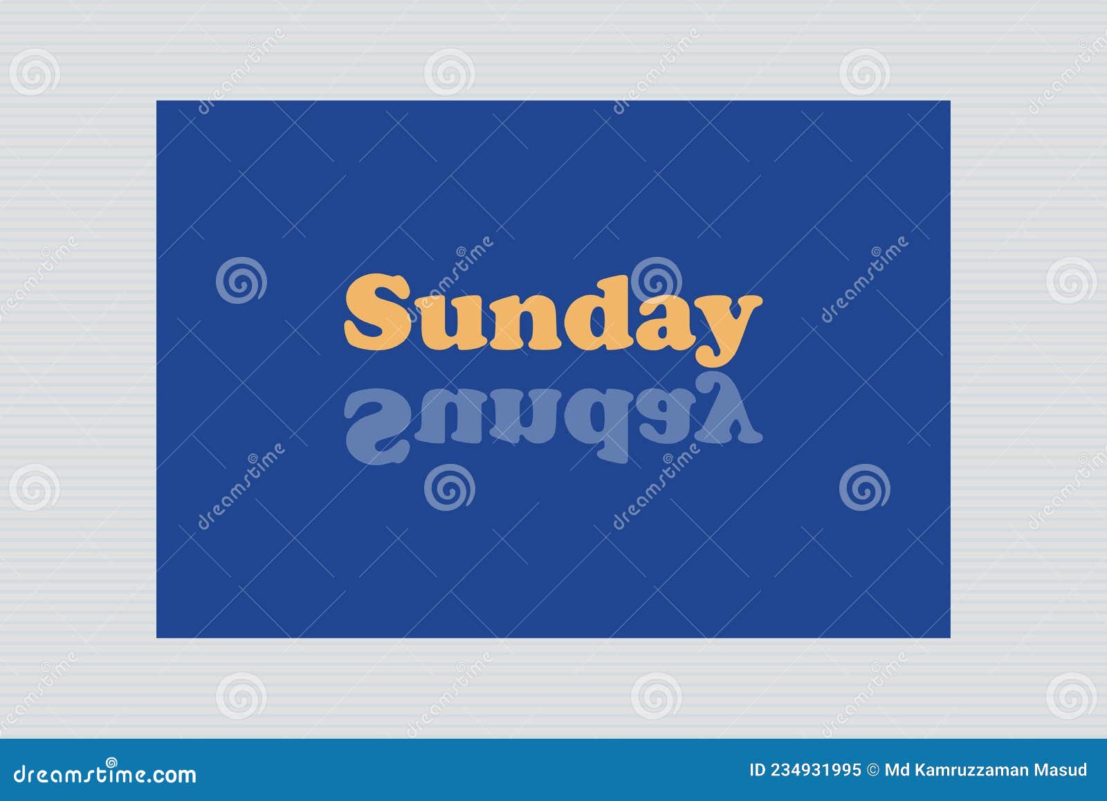 Yellow Sunday TypographyÂ with Reflected Text on Blue Background Design ...
