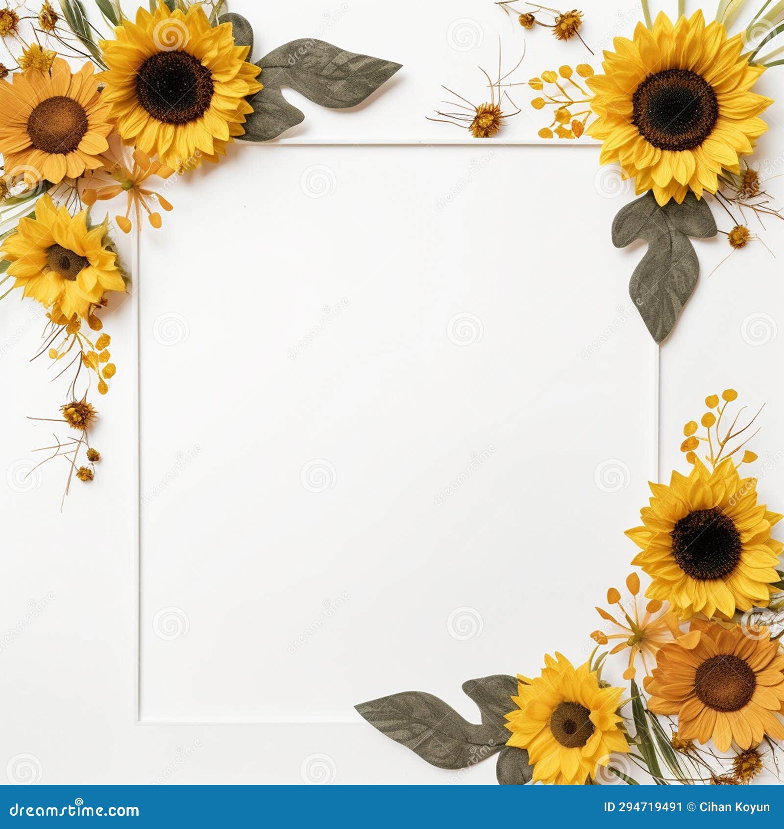 Yellow sunflower border stock illustration. Illustration of vintage ...