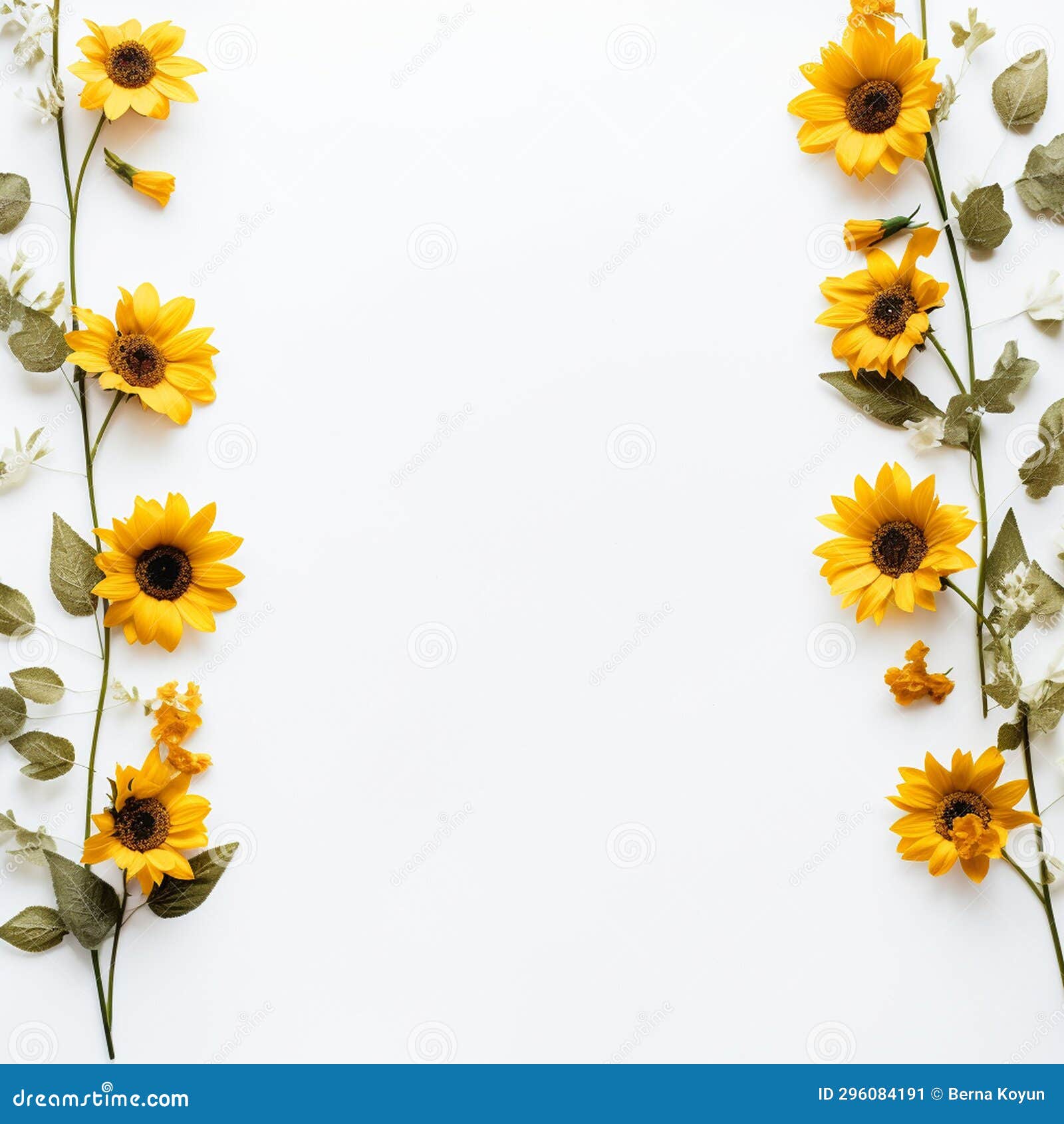 Yellow sunflower border stock illustration. Illustration of brown ...