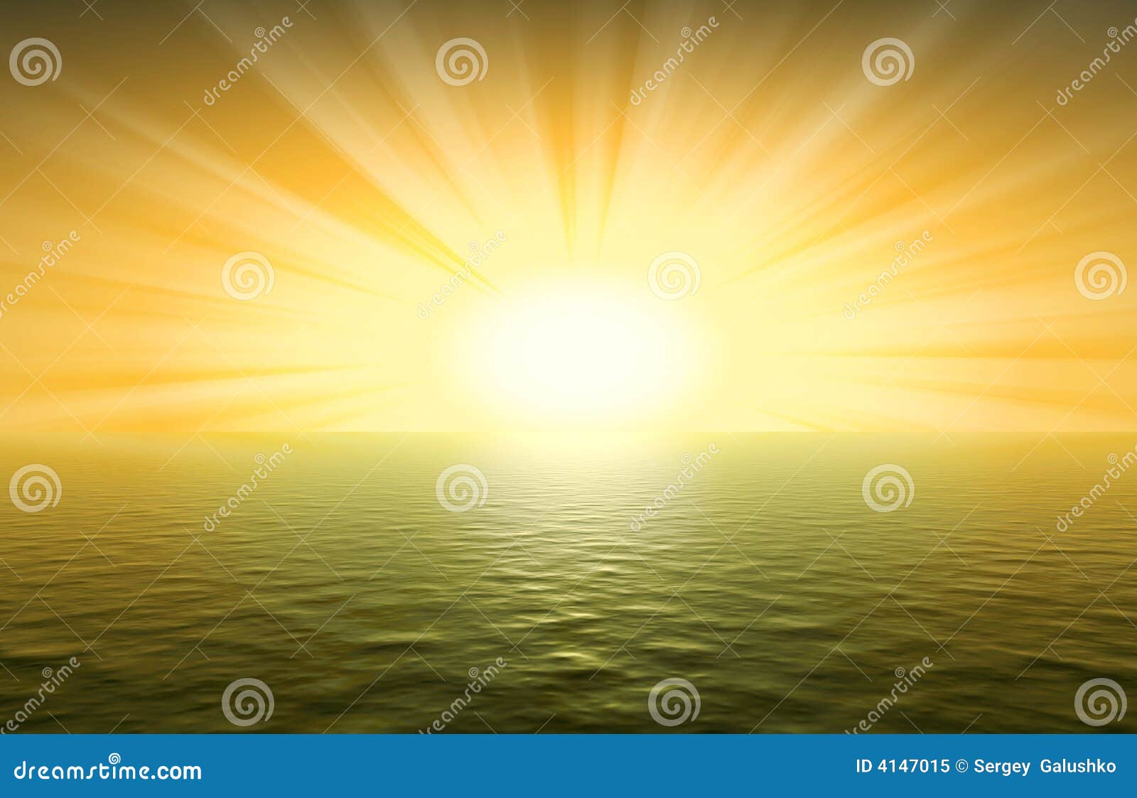 Yellow sunset an ocean stock illustration. Illustration of brightly ...