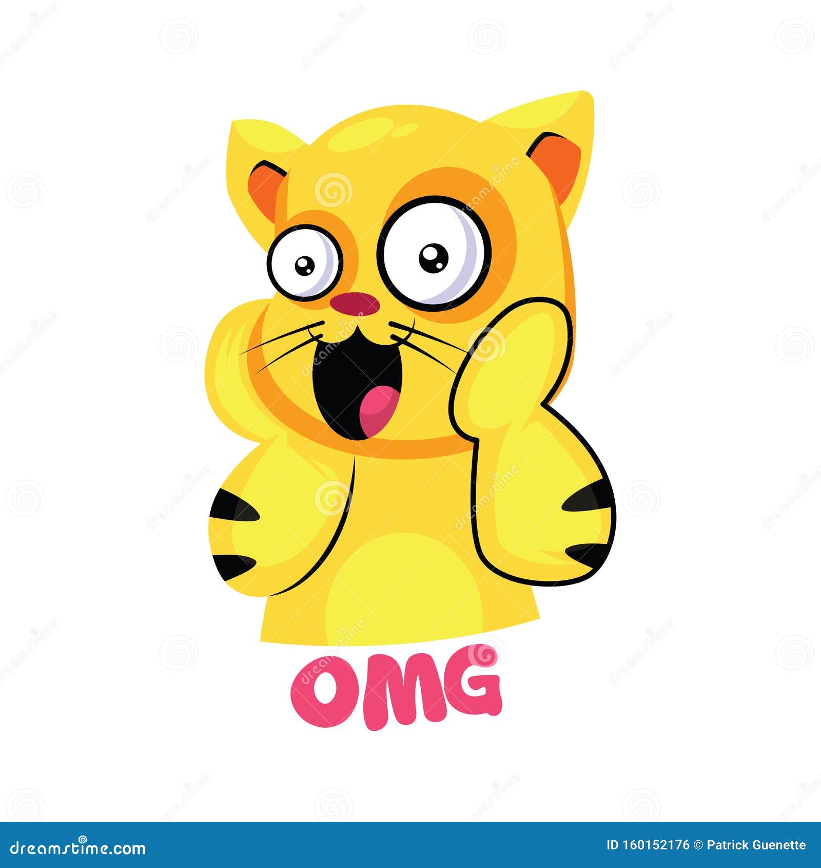 Yellow Suprised Cat Saying OMG Vector Illustration on a Stock Vector ...