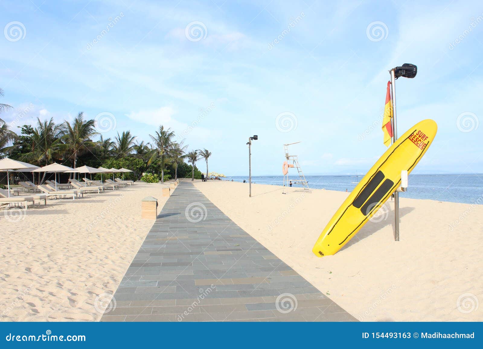 The Yellow Surfboard on the Beach Stock Image - Image of mountain ...