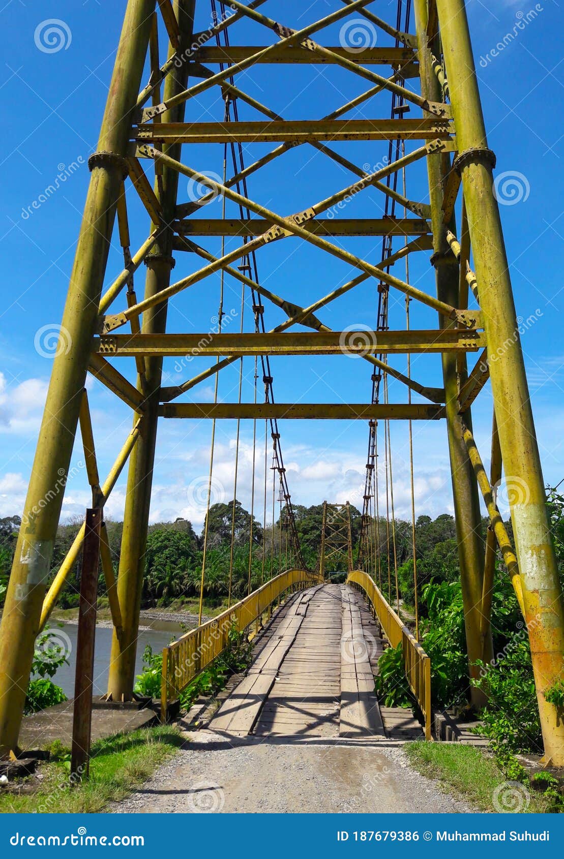 Yellow Suspension Bridge in Sibak Ipuh Stock Photo - Image of sibak ...