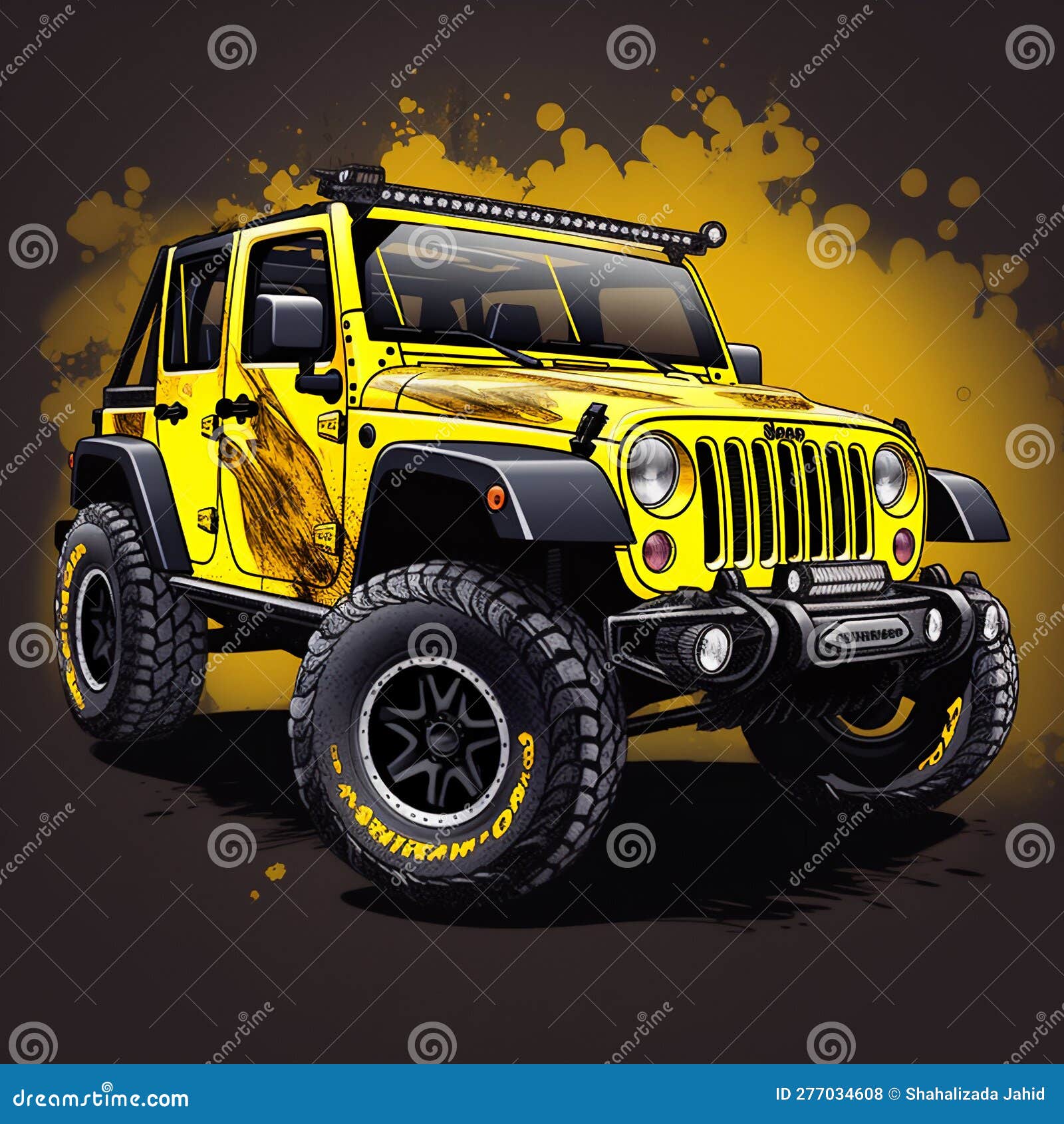 Yellow SUV in Illustration. Generative AI Stock Illustration ...