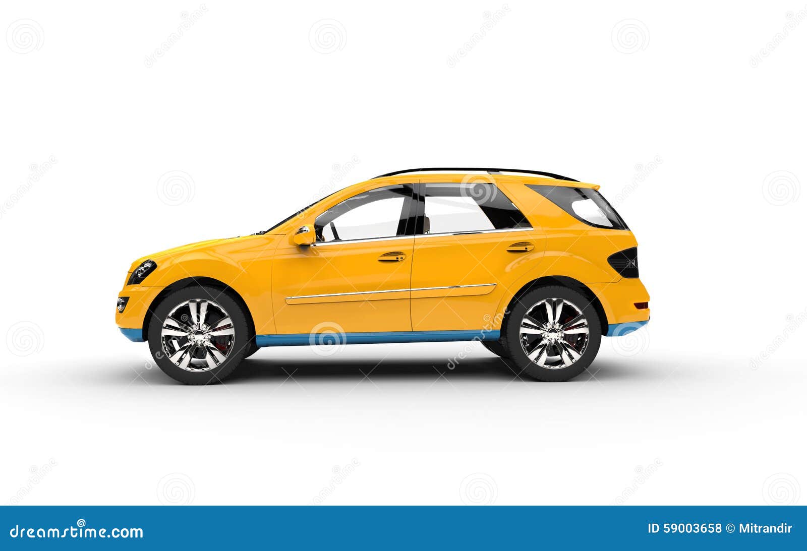 Yellow SUV - Side View stock illustration. Illustration of chrome ...
