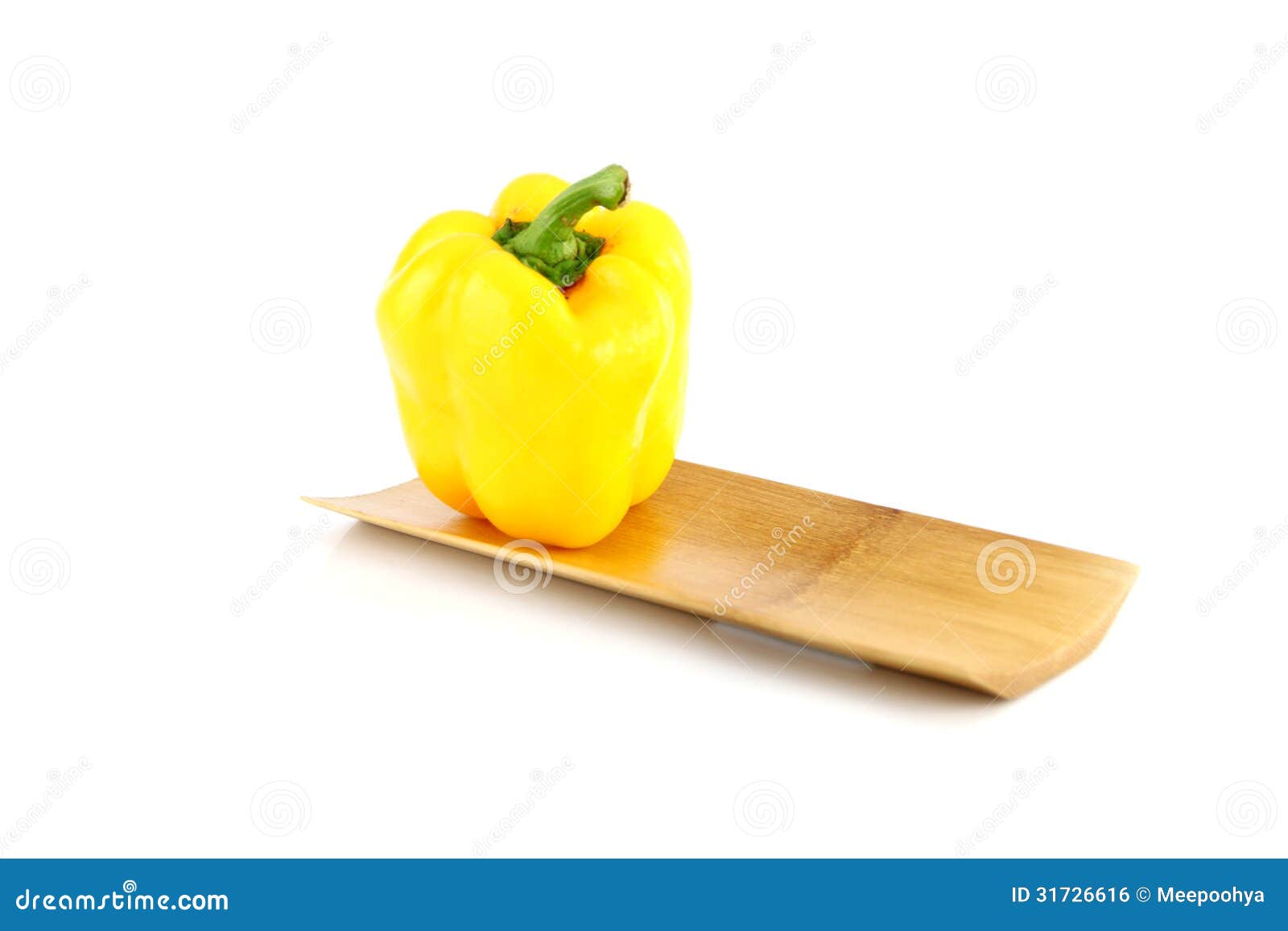 The Yellow of Sweet Pepper in the Bamboo Dish. Stock Photo - Image of ...