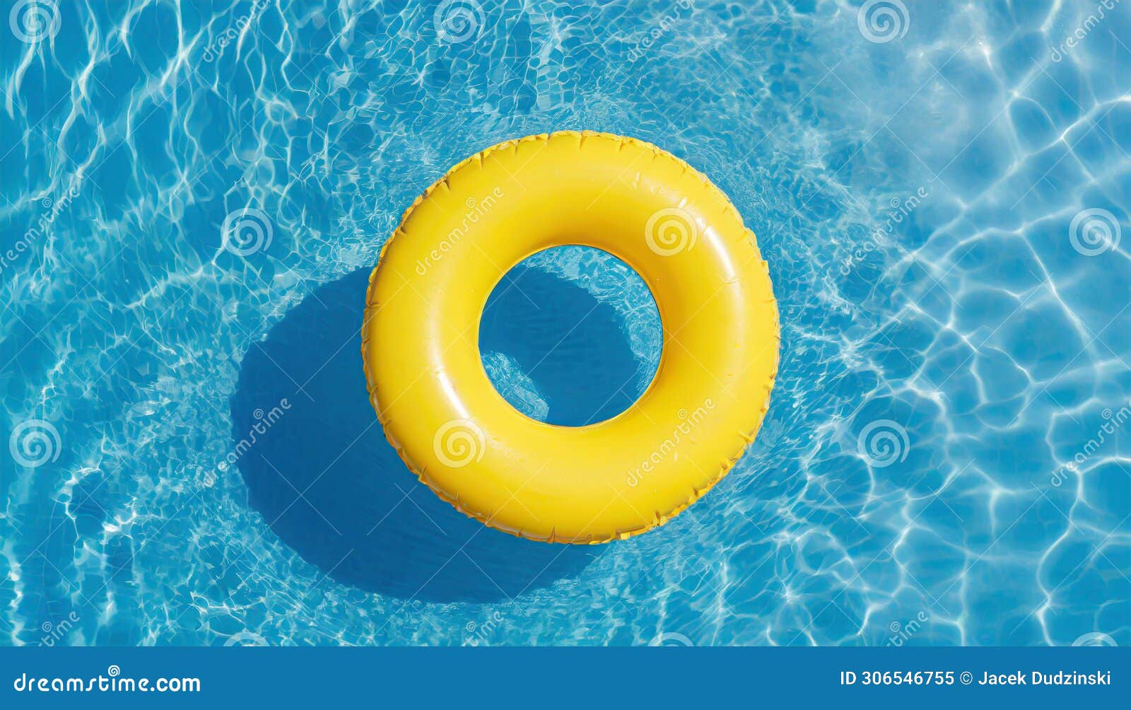 Yellow Swimming Pool Ring Float in Blue Water. Concept Summer ...