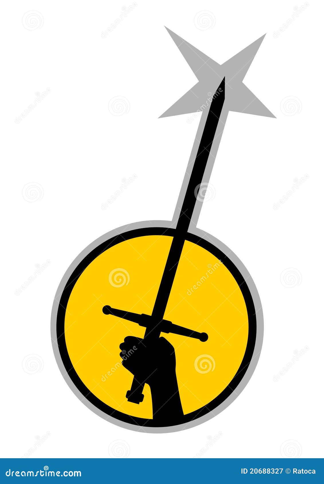 Yellow sword stock vector. Illustration of round, black - 20688327