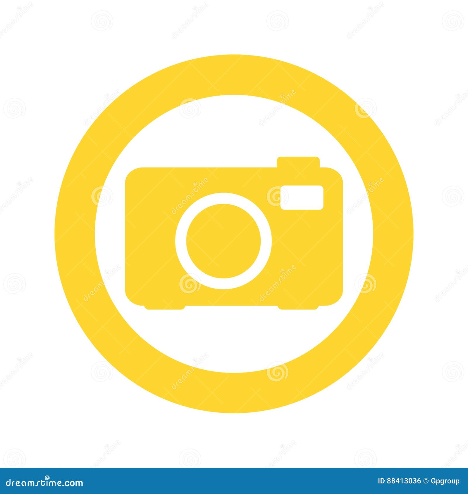 Yellow symbol camera icon stock illustration. Illustration of private ...