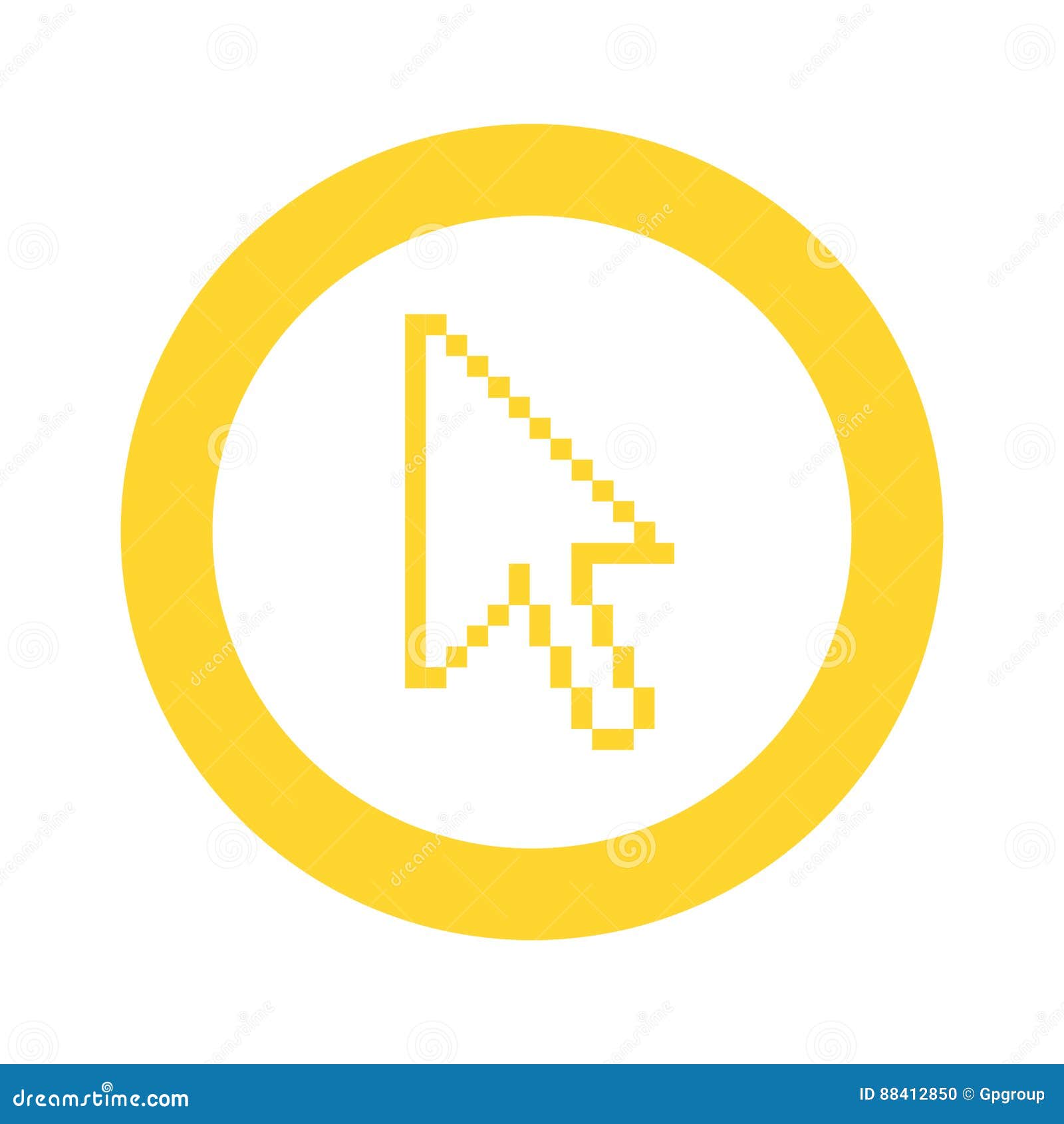 Yellow Symbol Pixel Cursor Icon Stock Illustration - Illustration of ...