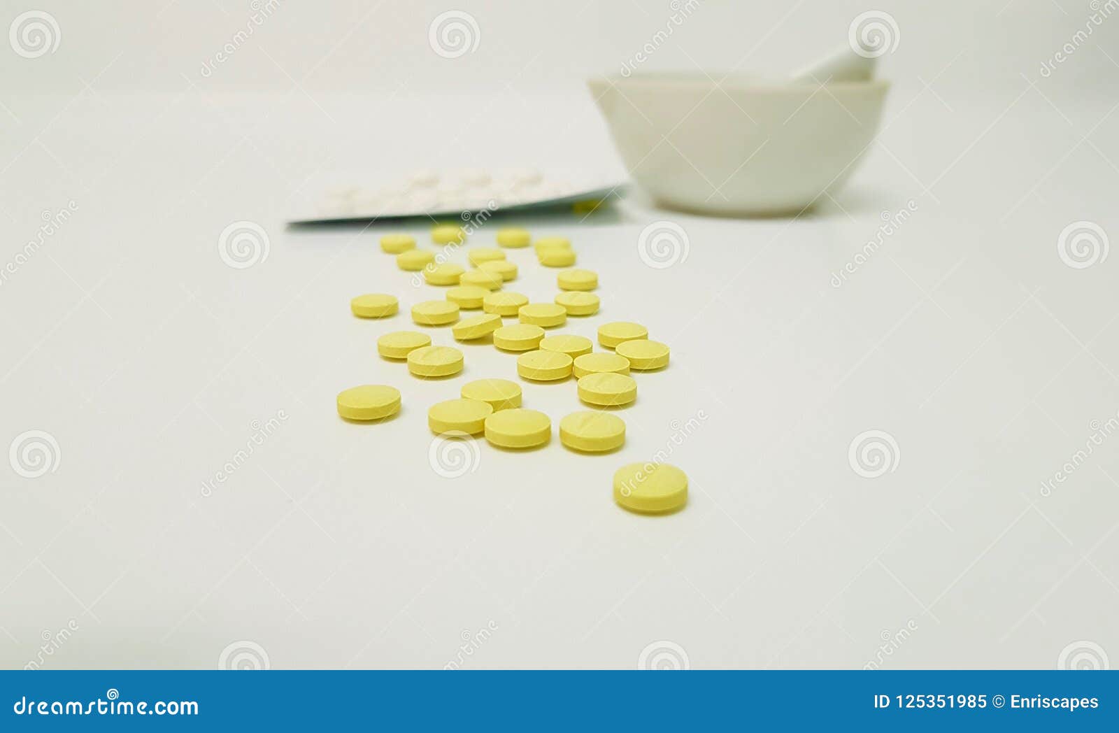 Yellow tablets compounding stock image. Image of prescription - 125351985