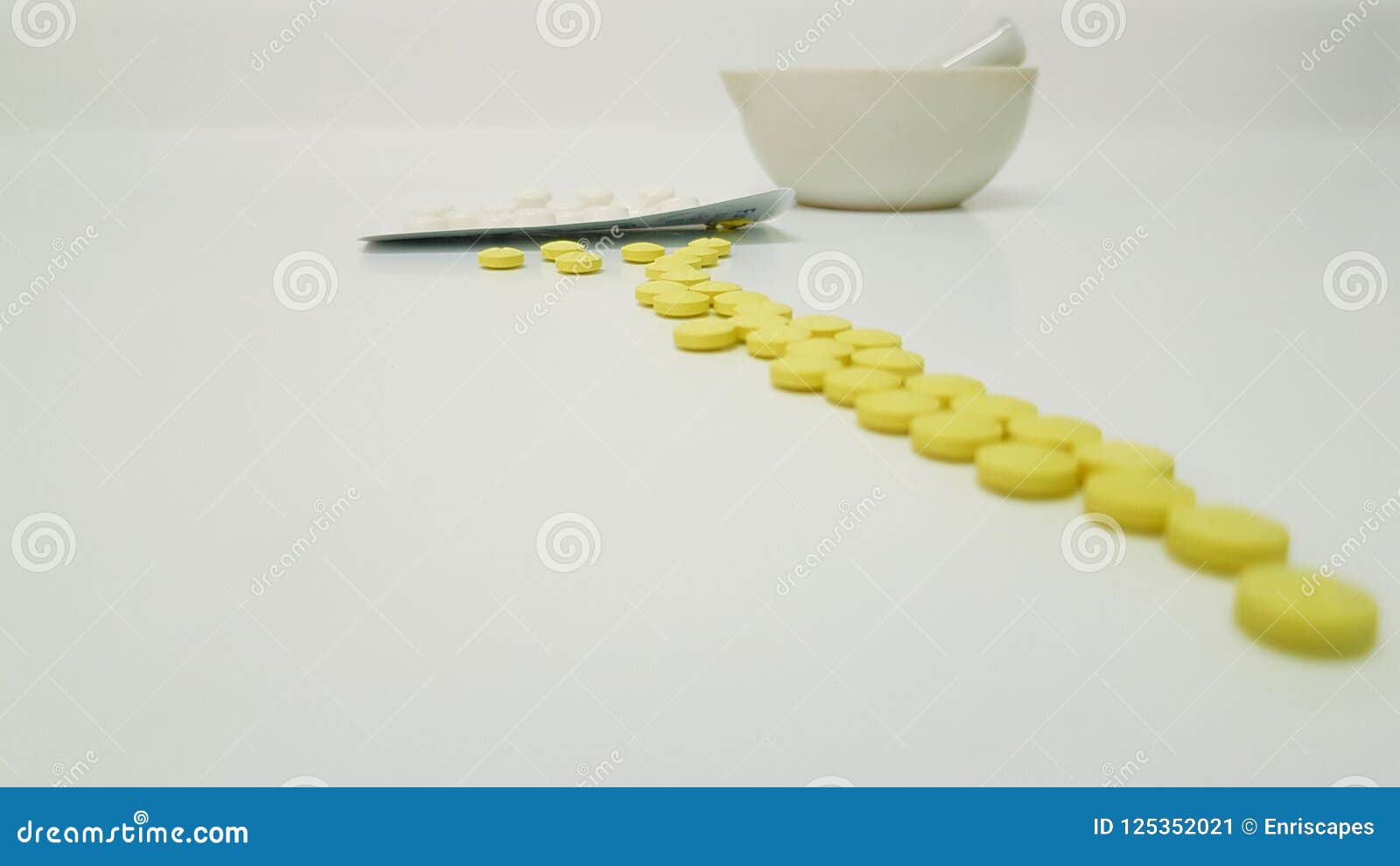 Yellow tablets compounding stock image. Image of medical - 125352021