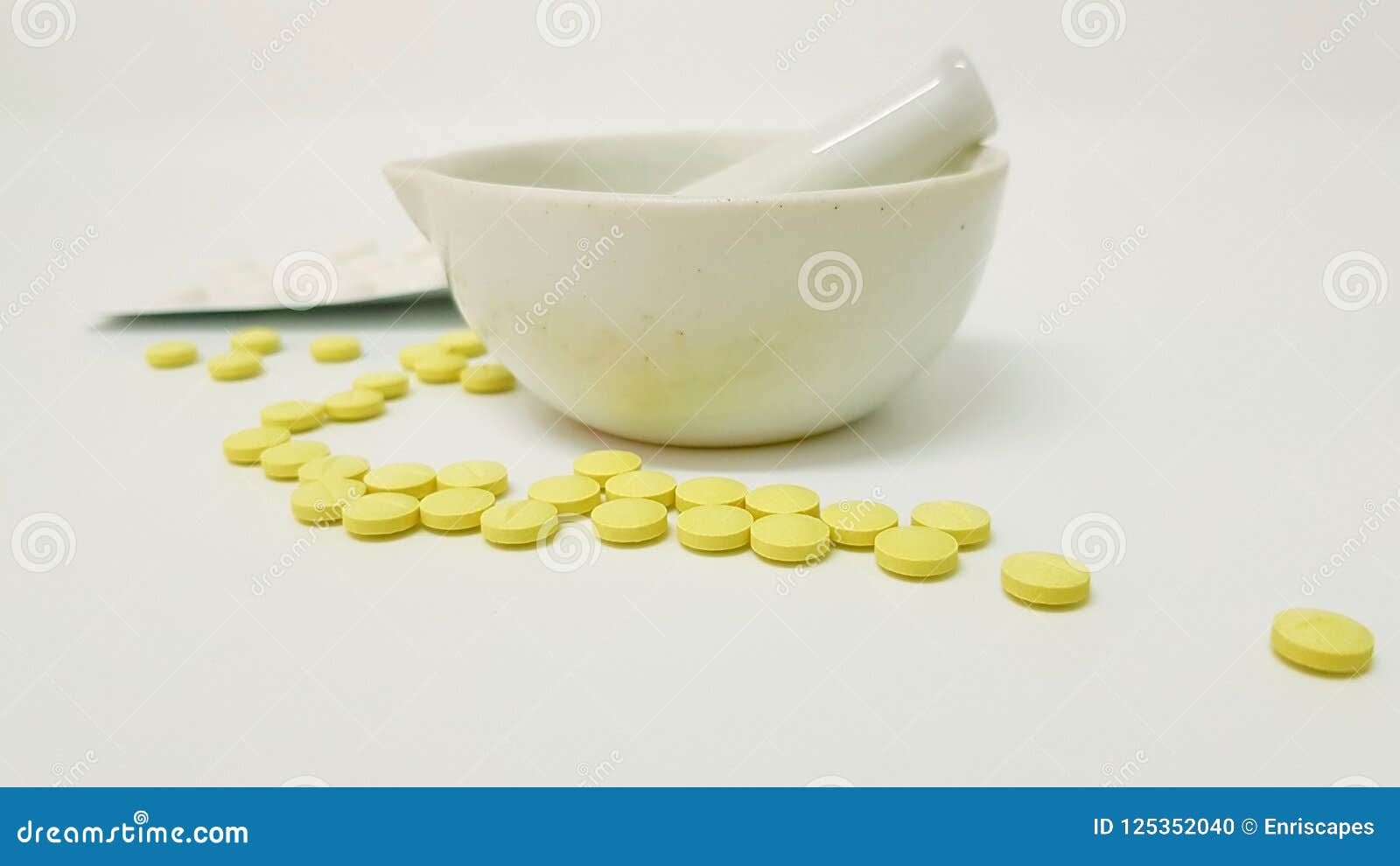 Yellow tablets compounding stock photo. Image of medical - 125352040