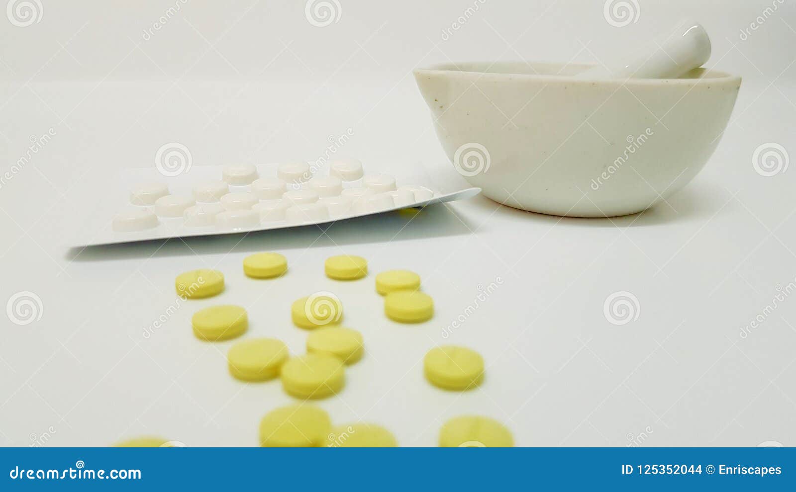 Yellow tablets compounding stock photo. Image of prescription - 125352044