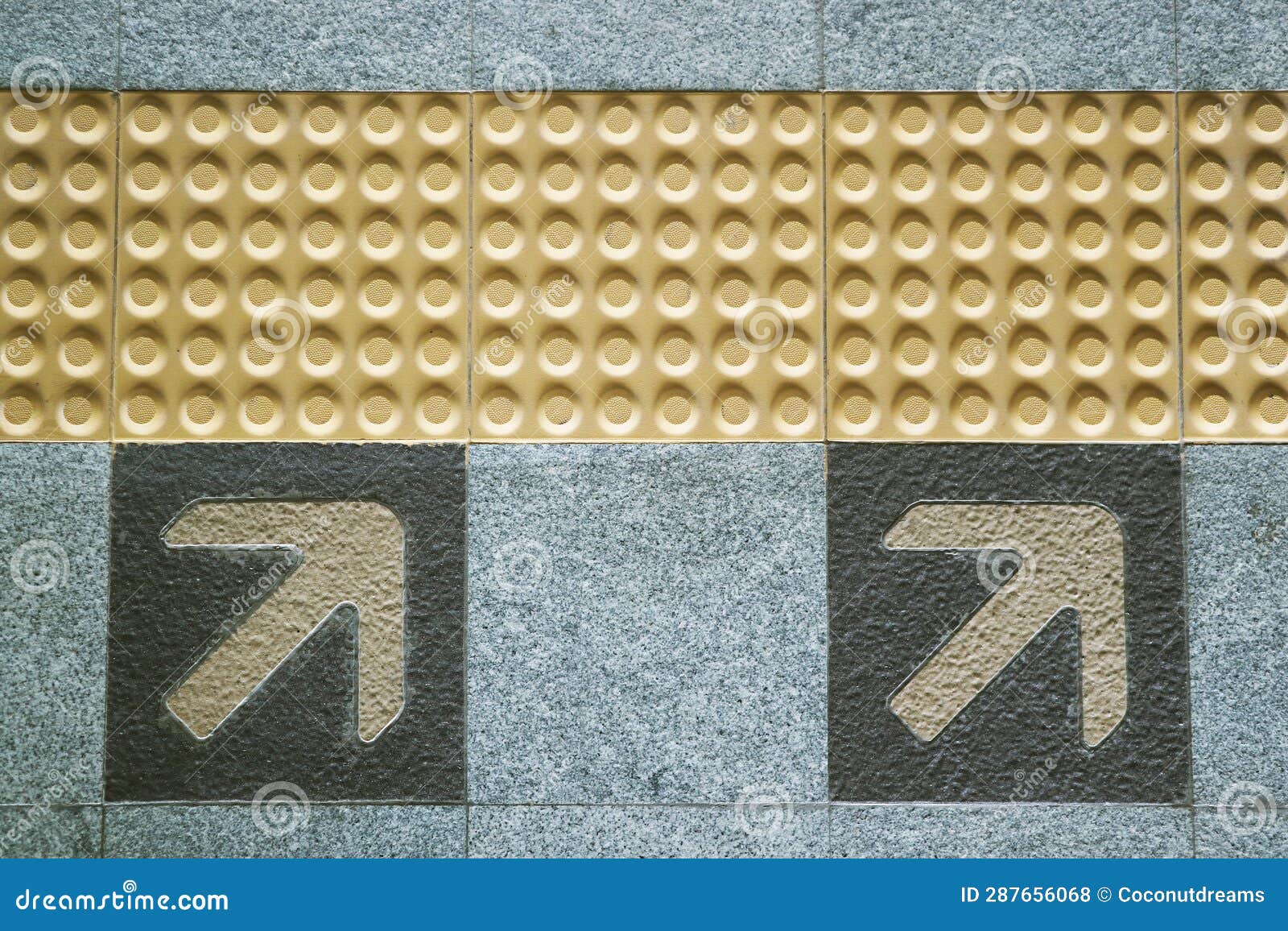 Yellow Tactile Paving and Arrow Sign of Boarding Direction on Metro ...