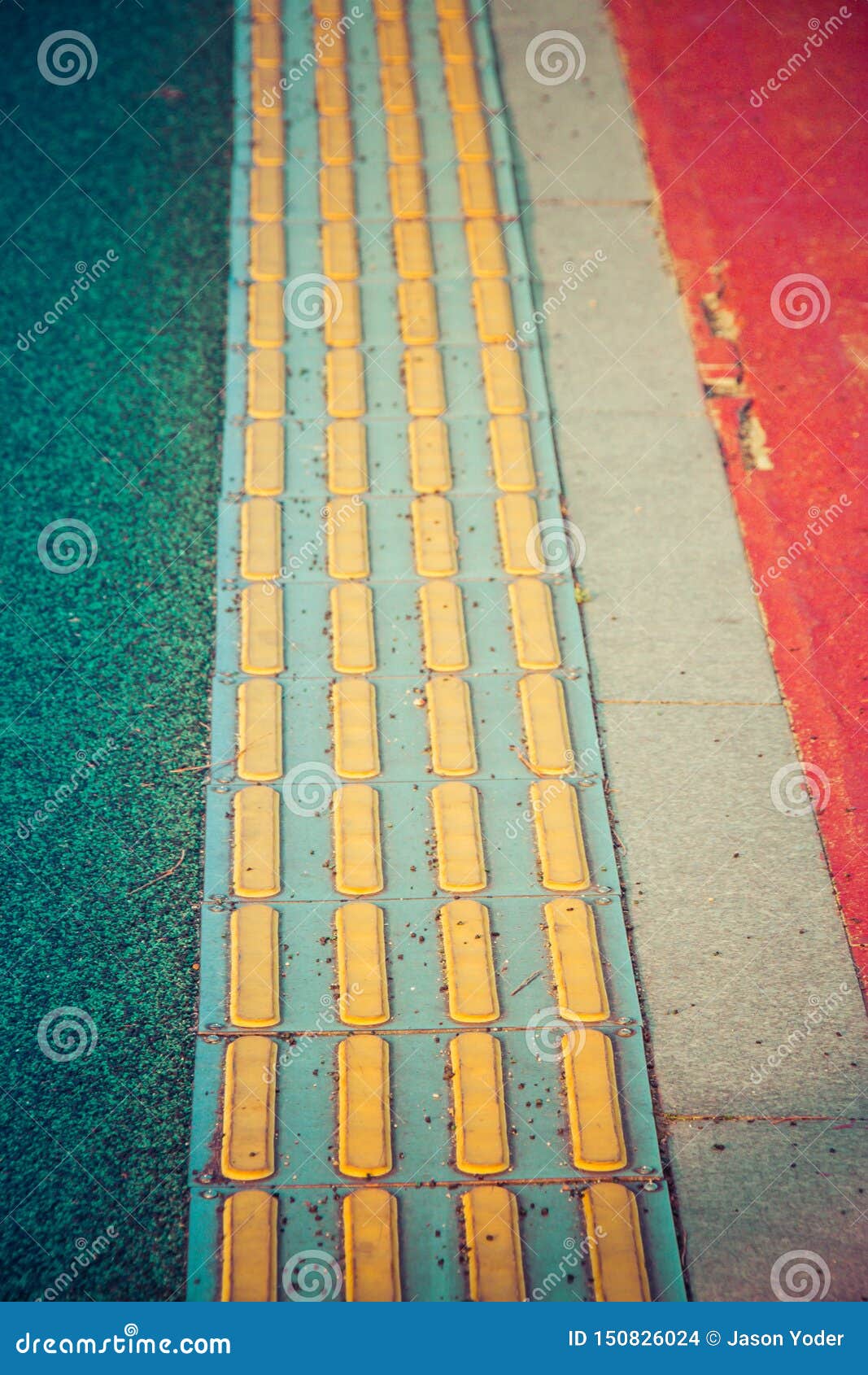 Yellow Dot Tactile Paving For Blind Handicap On Tiles Pathway In Japan ...