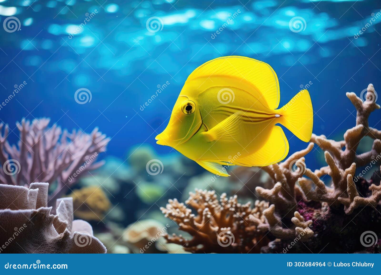 Yellow Tang Fish on Coral Reef Stock Illustration - Illustration of ...