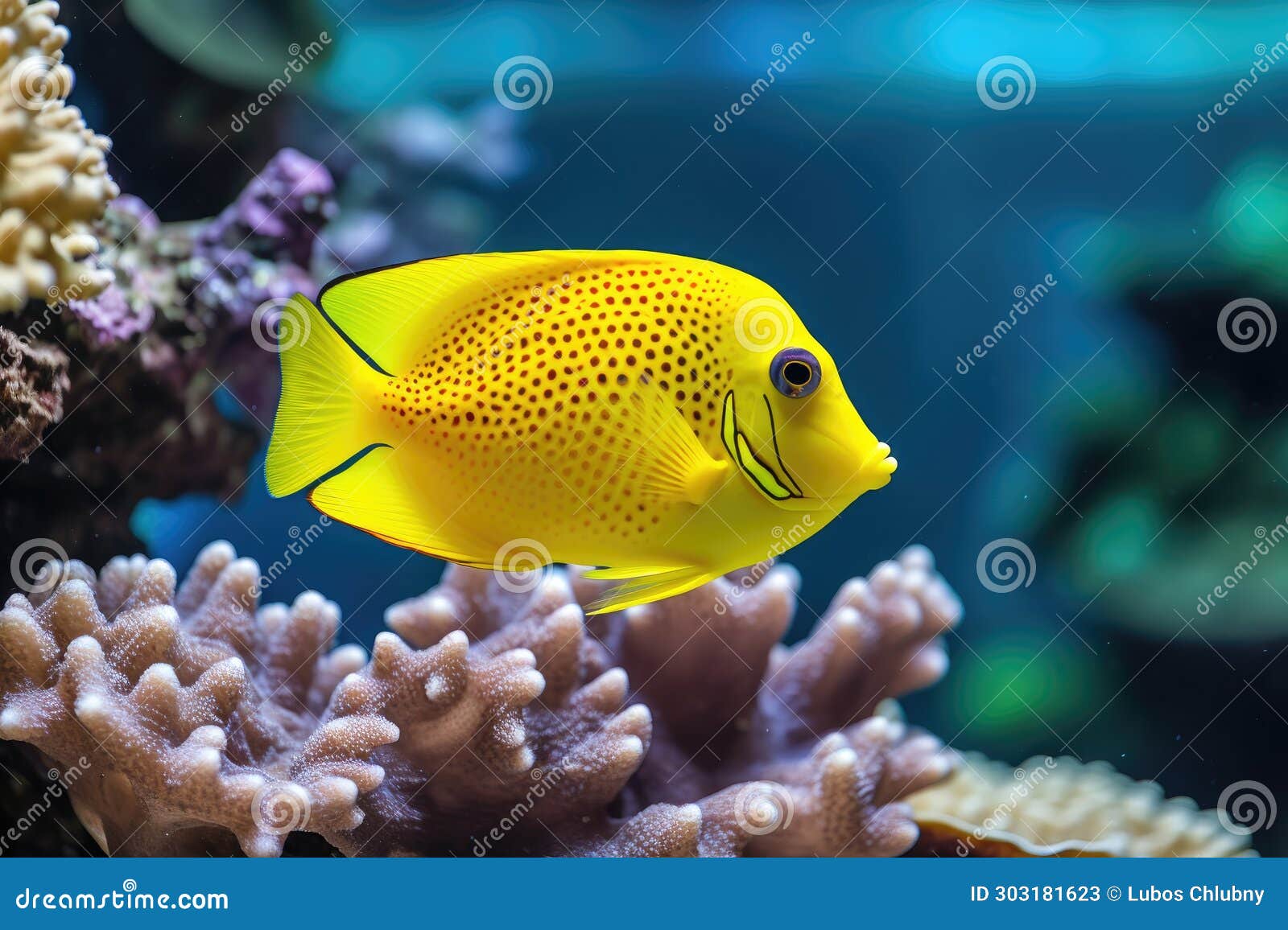 Yellow Tang Fish on Coral Reef Stock Illustration - Illustration of ...