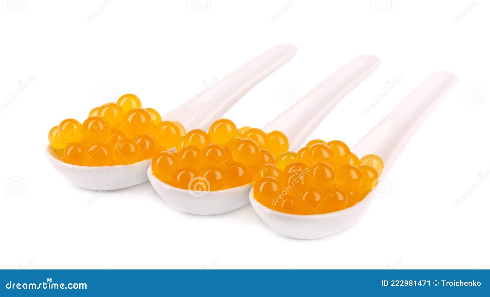 Yellow Tapioca Pearls for Bubble Tea on White Background. Tapioca ...