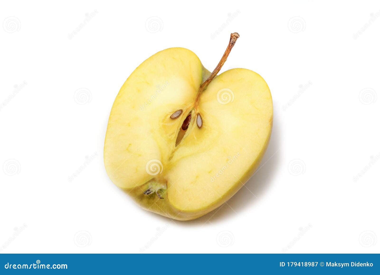 Yellow Tasty Fresh Cut Sliced Half Apple Stock Image - Image of fruit ...