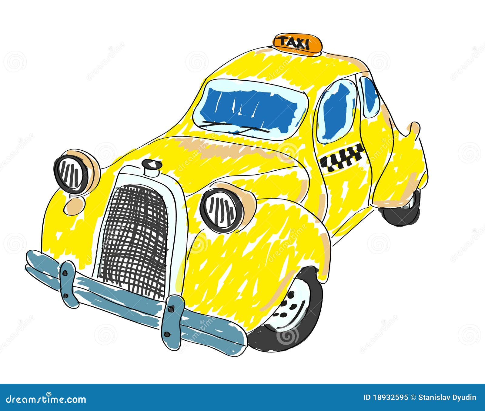 Yellow taxi stock illustration. Illustration of symbol - 18932595