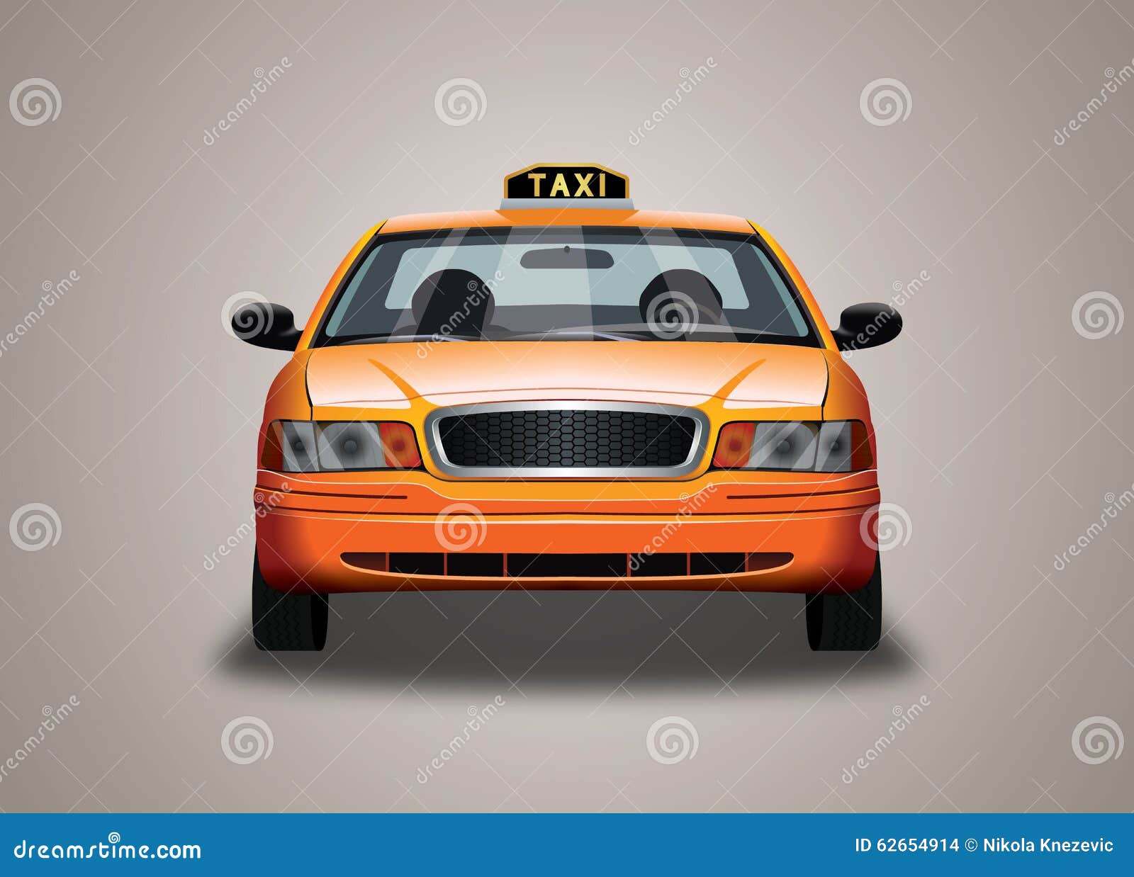 Yellow Taxi cab stock illustration. Illustration of white - 62654914