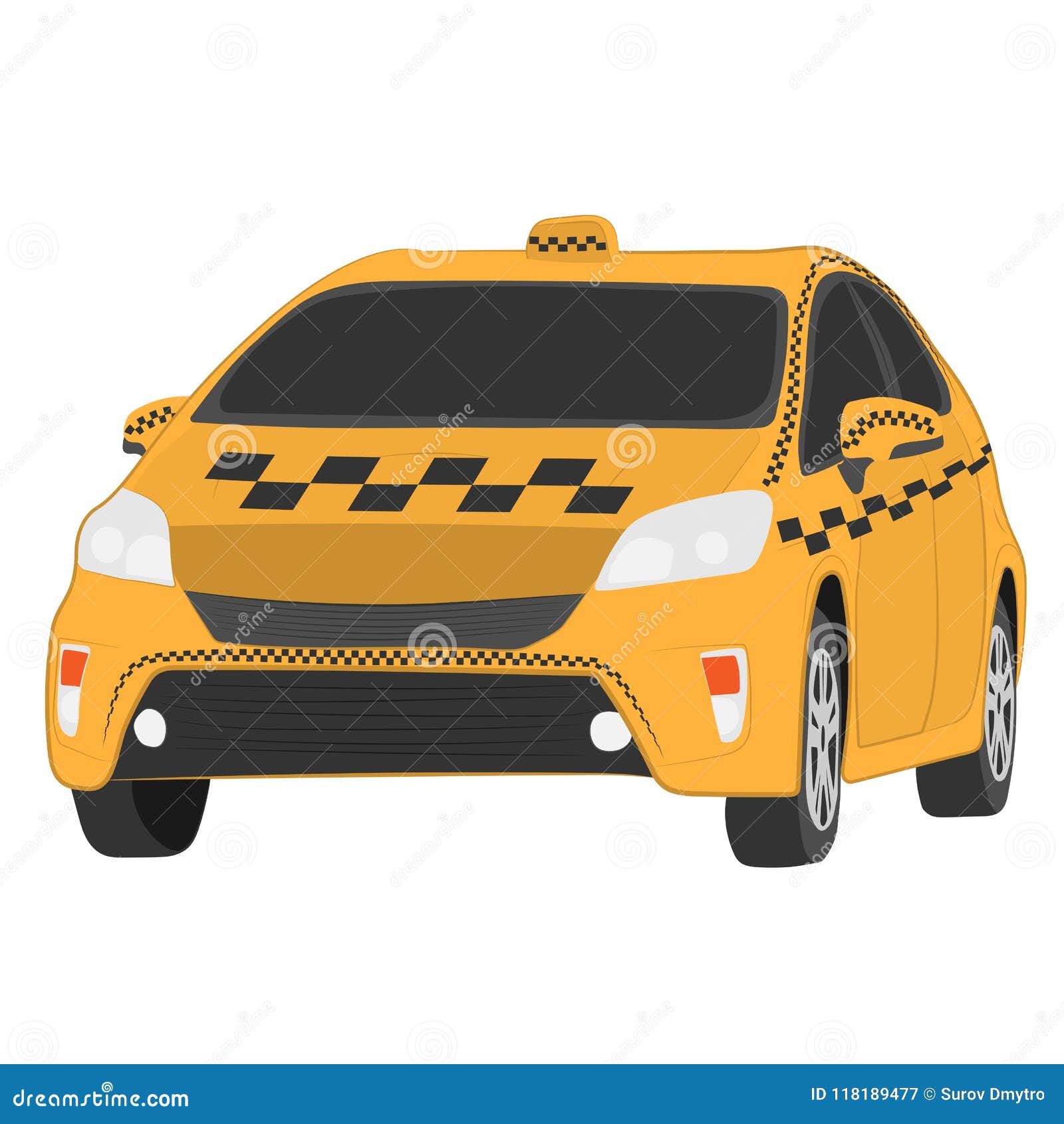 Yellow Taxi Car Vector Drawing Illustration Stock Illustration ...