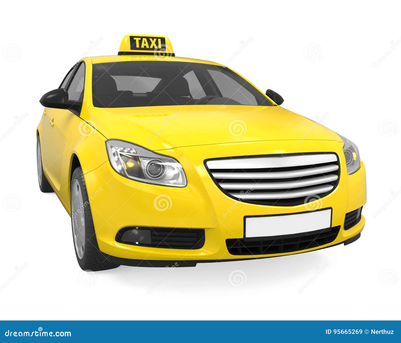 Yellow Taxi Isolated stock illustration. Illustration of public - 95665269