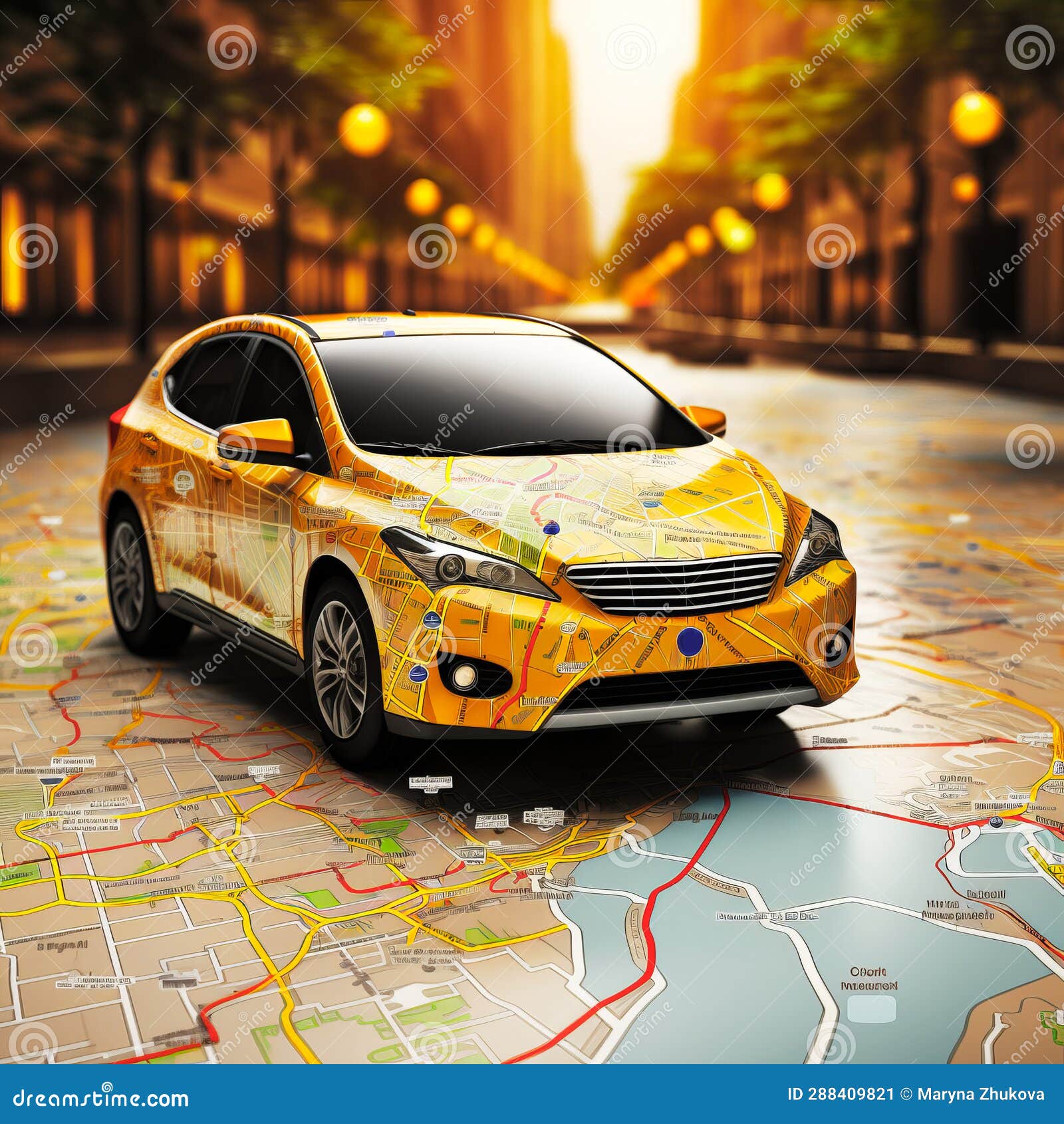 A Yellow Taxi Rides on a Geolocation Map with the JPS Function. Stock ...