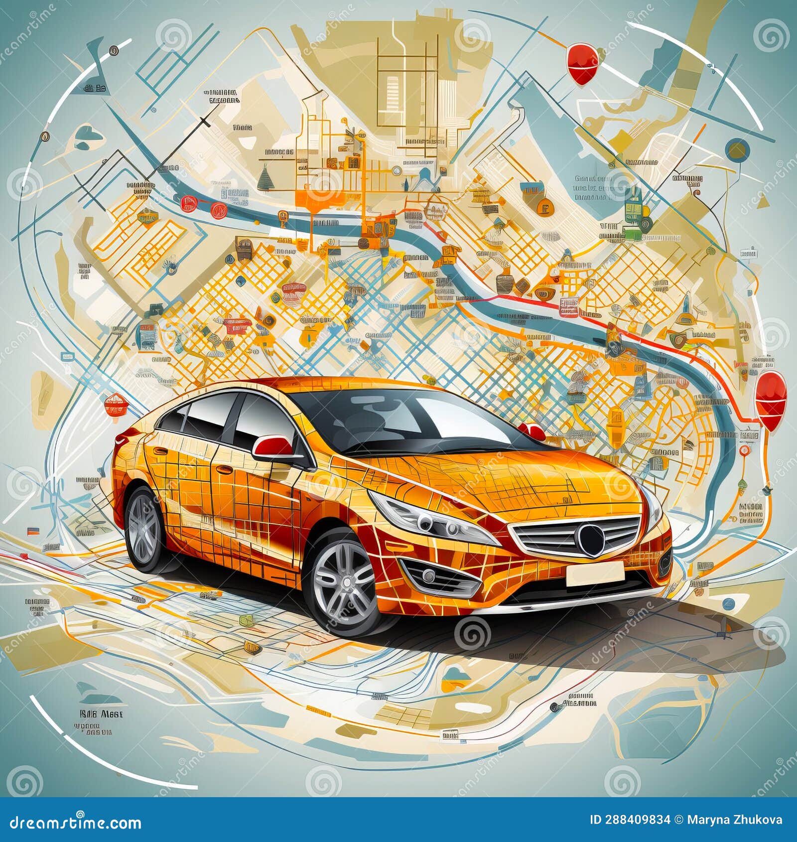 A Yellow Taxi Rides on a Geolocation Map with the JPS Function. Stock ...