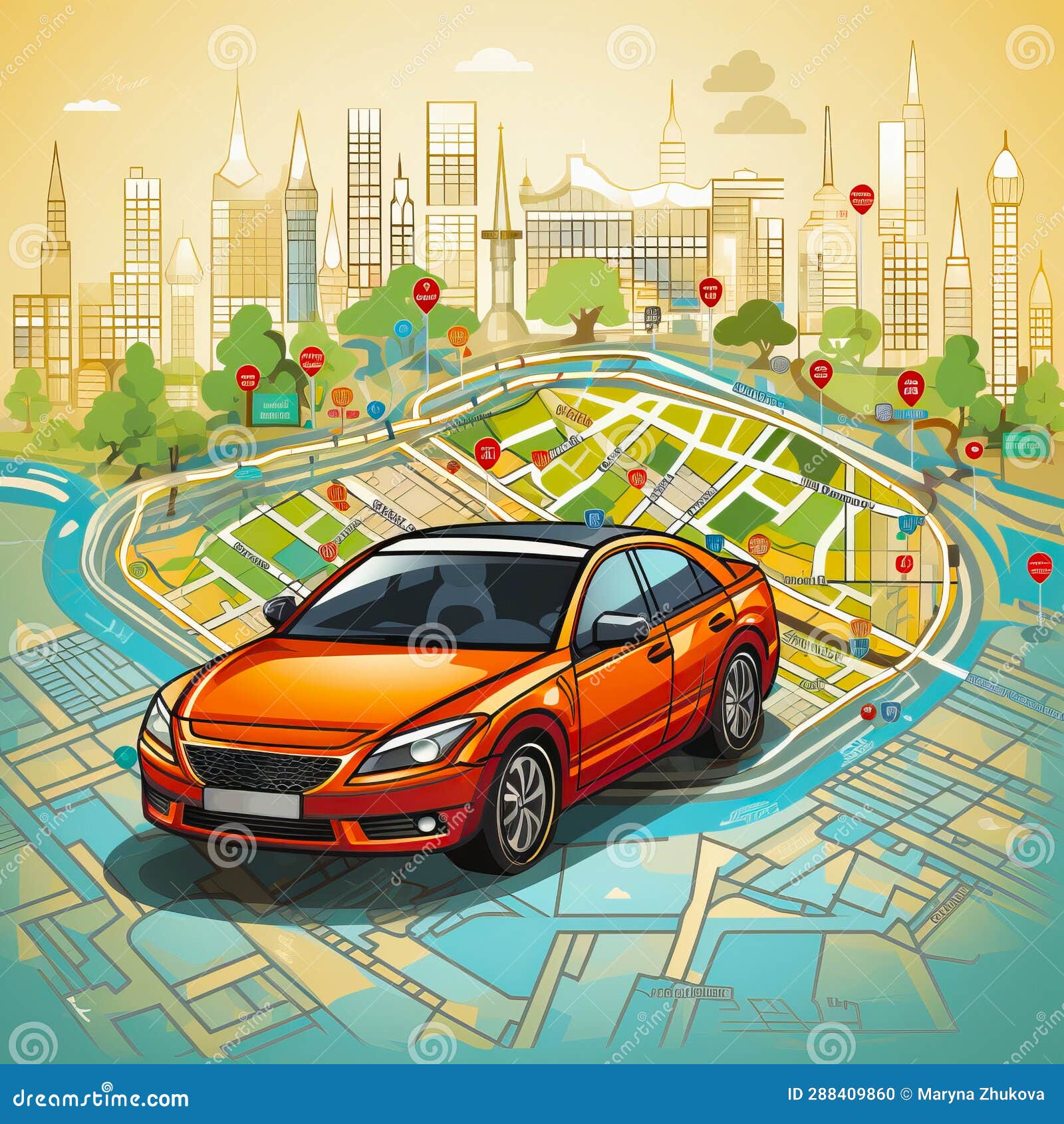 A Yellow Taxi Rides on a Geolocation Map with the JPS Function. Stock ...