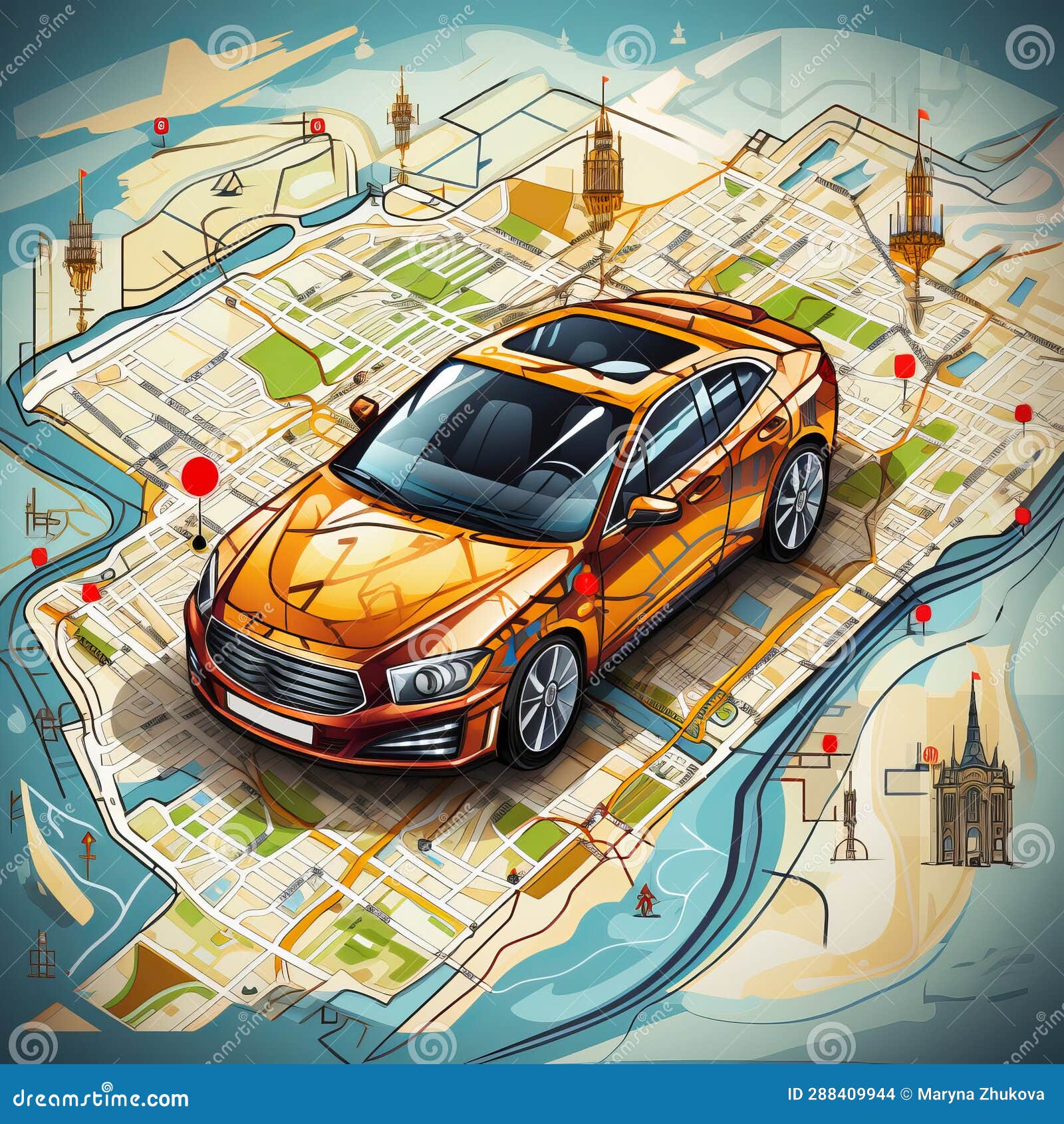 A Yellow Taxi Rides on a Geolocation Map with the JPS Function. Stock ...