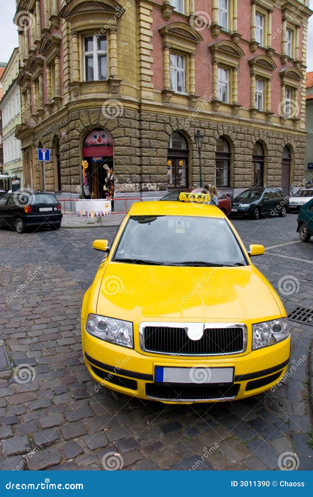 Yellow Taxi Wide Angle View Stock Photo - Image of headlight, taxi: 3011390