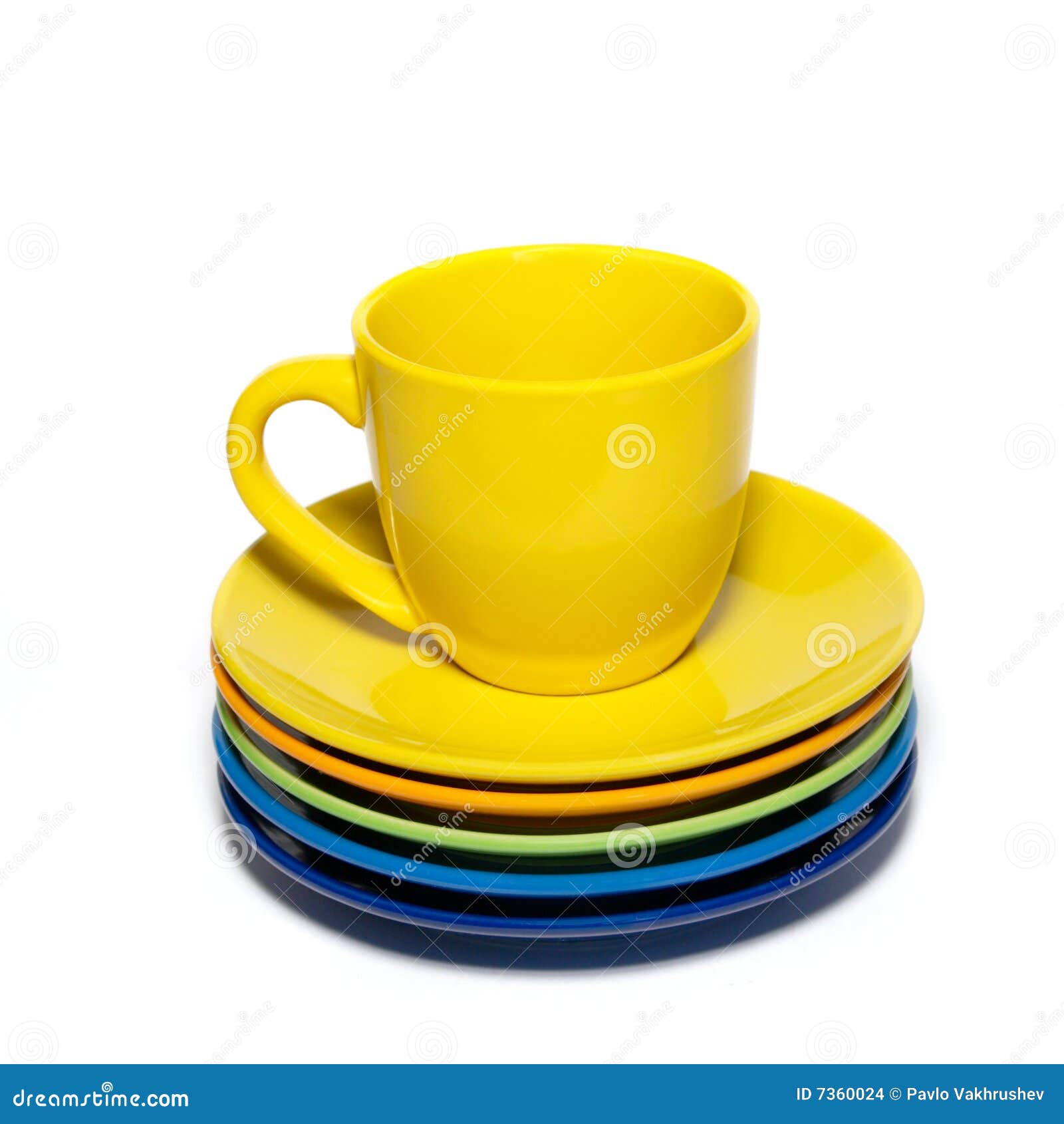 Yellow Teacup and Stack of Saucer Stock Photo - Image of lifestyle ...