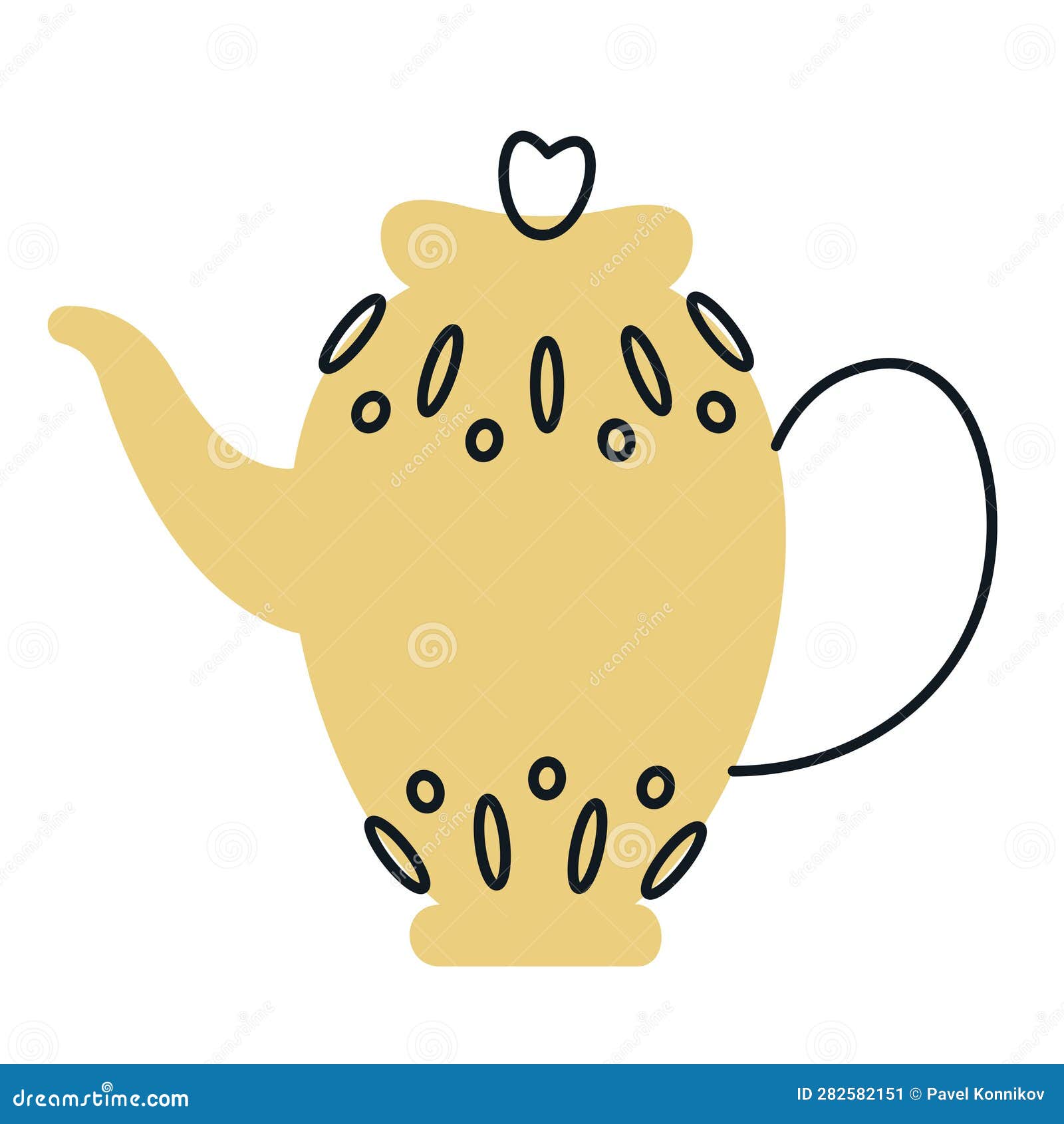 Yellow Teapot with Patterns. Stock Vector - Illustration of cozy ...