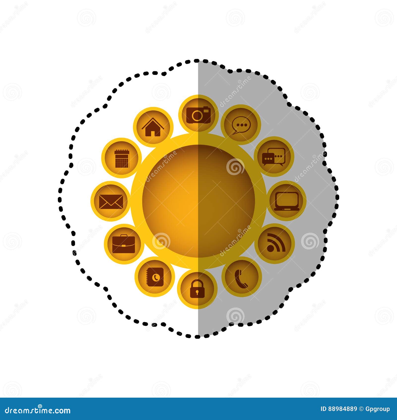 Yellow Technology Apps Connections Icon Stock Illustration ...
