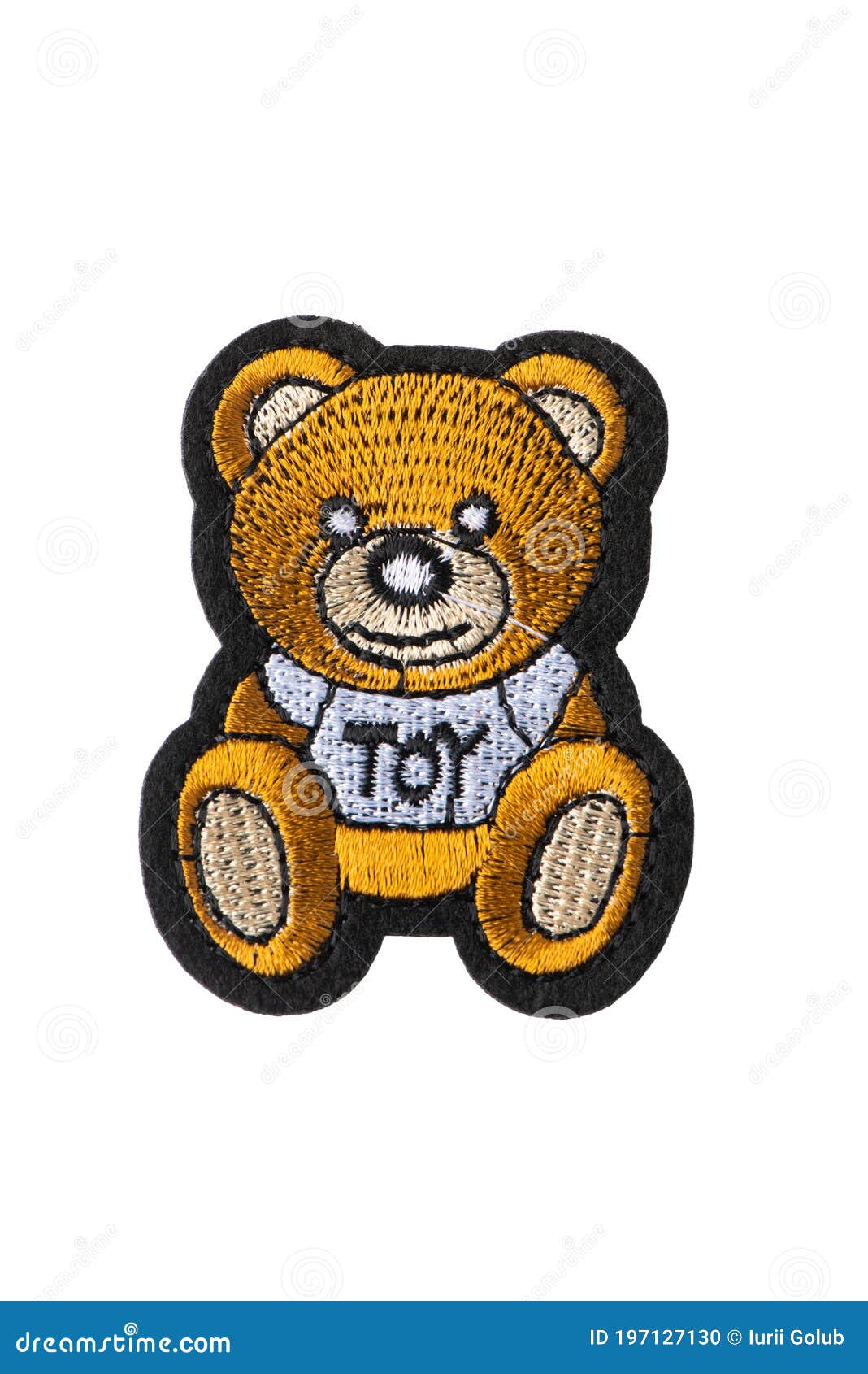 Yellow Teddy Bear Embroidered Patch Isolated on White Background Stock ...