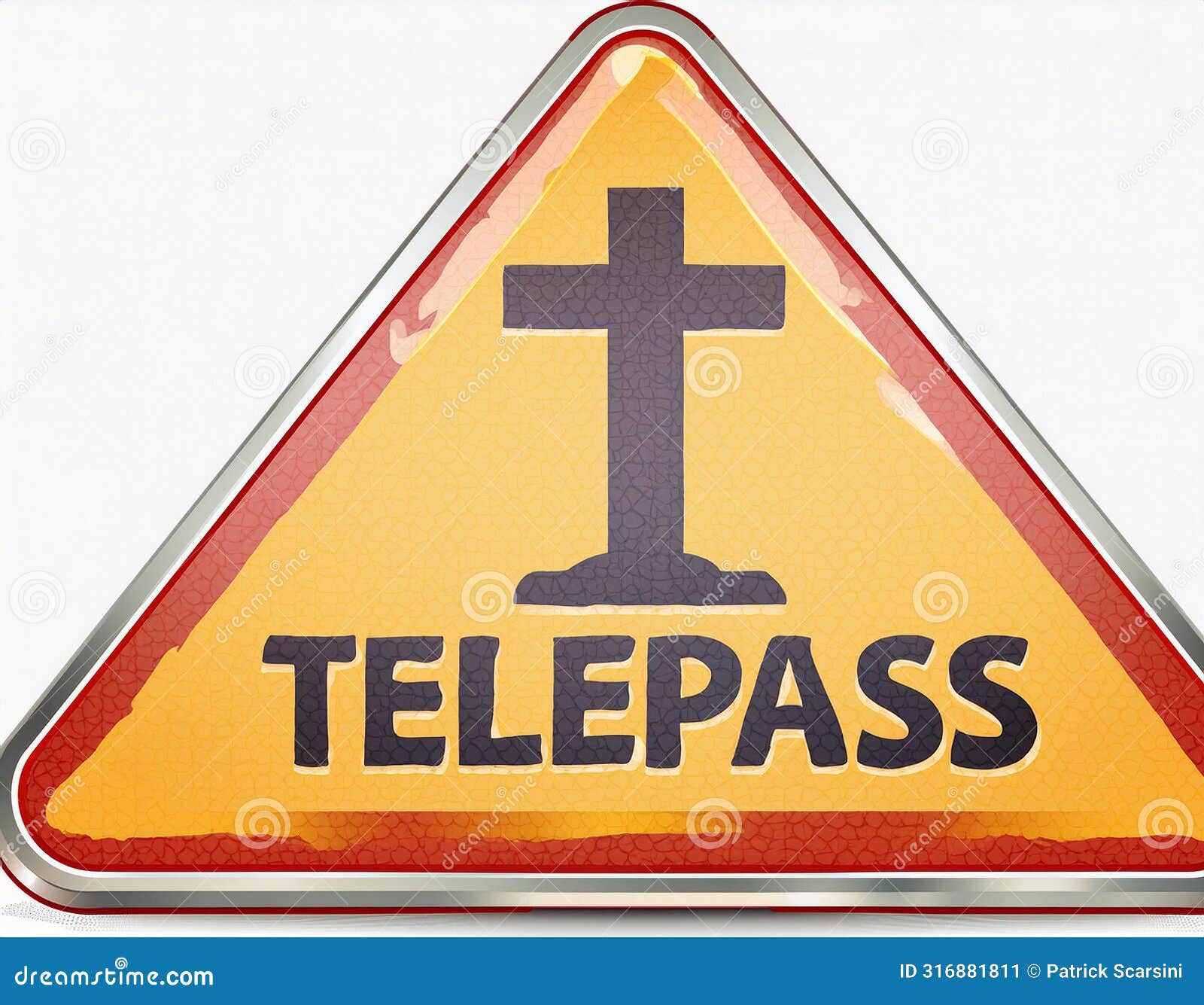 Yellow Telepass Cross Sign. Increase in License Fee, Highway Tolls ...