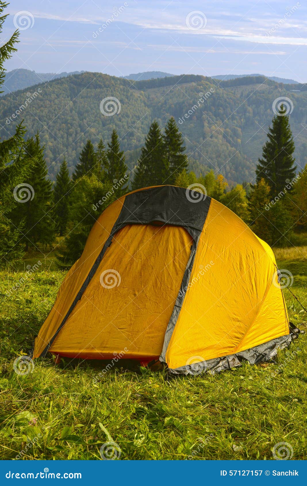 Yellow tent stock image. Image of evening, freedom, trekking - 57127157