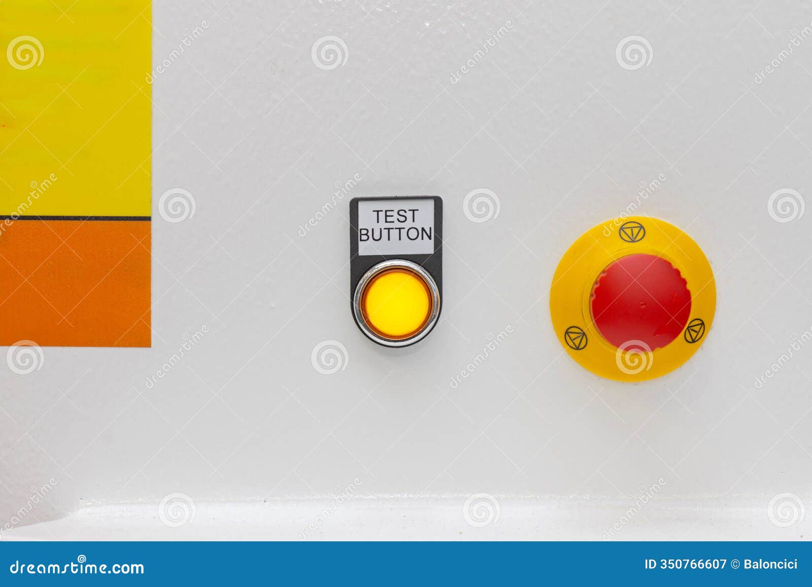 Yellow Test Button stock image. Image of machine, switch - 350766607