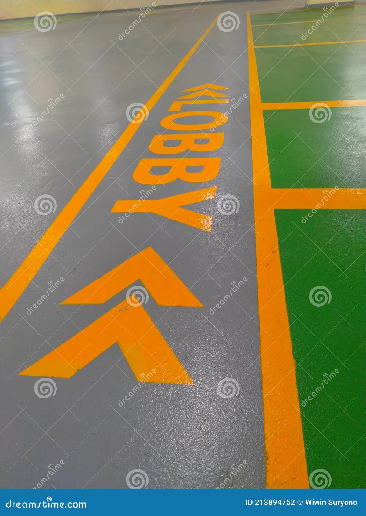 The Yellow Text and Line in the Floor Texture Stock Photo - Image of ...