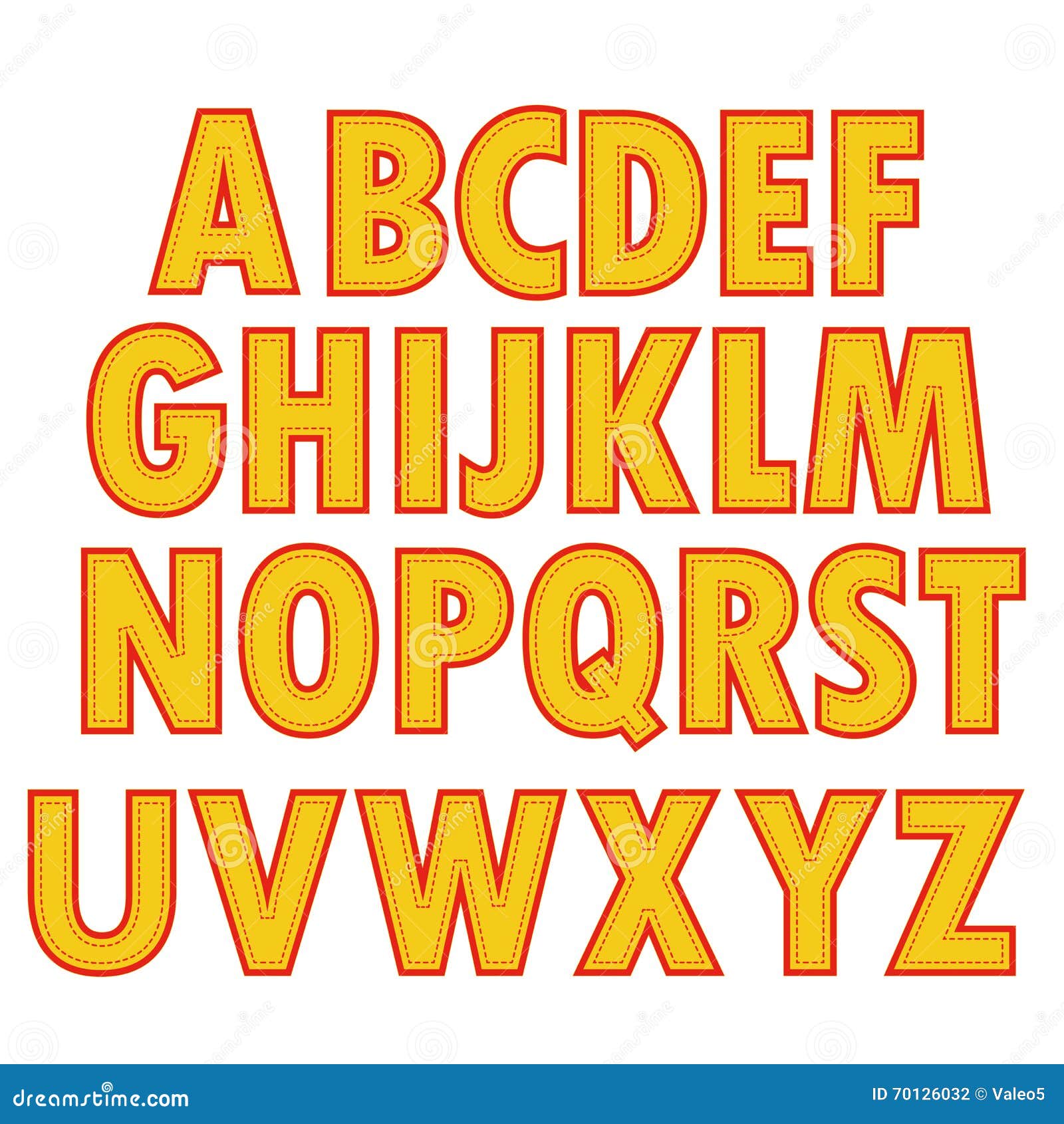 Yellow Textile Alphabet stock vector. Illustration of bright - 70126032