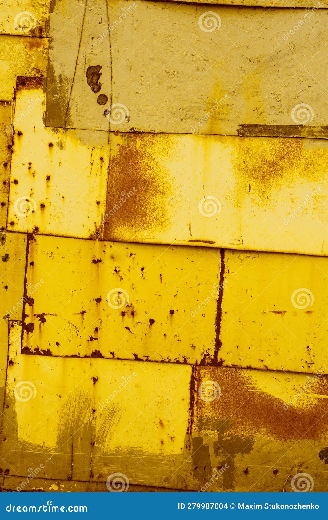 Yellow Textural Background of Old Rusty Metal Sheets Fastened Together ...
