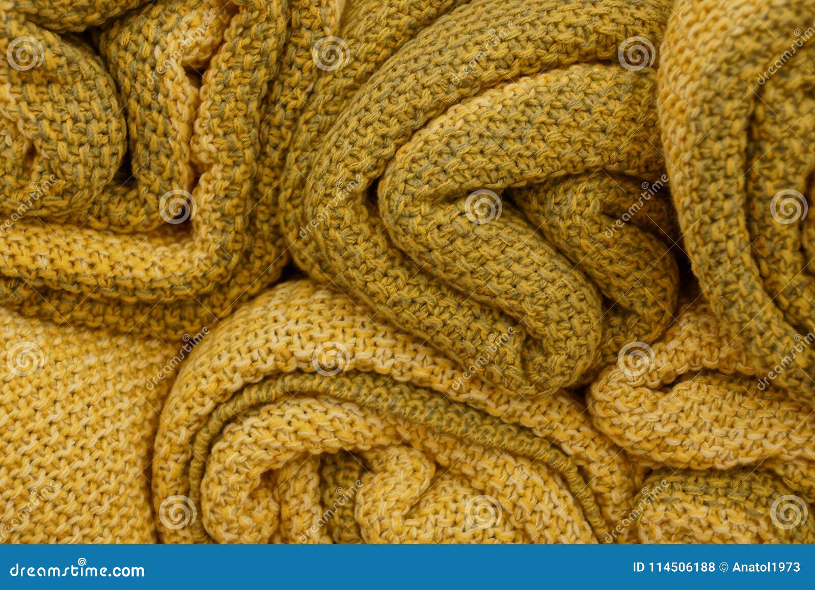 Yellow Texture of Crumpled Fabrics in Rolls Stock Photo - Image of ...