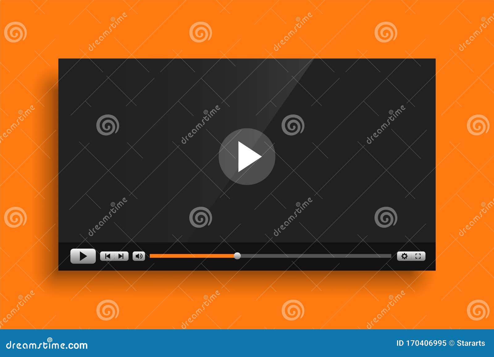 Yellow Theme Video Media Player Interface Template Design Stock Vector ...