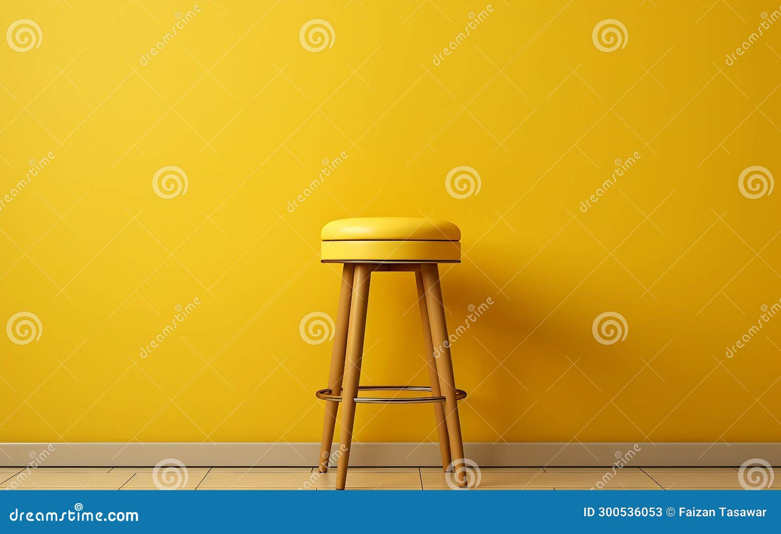 Yellow-themed Wall Counter Stool Design Generative Ai Stock ...