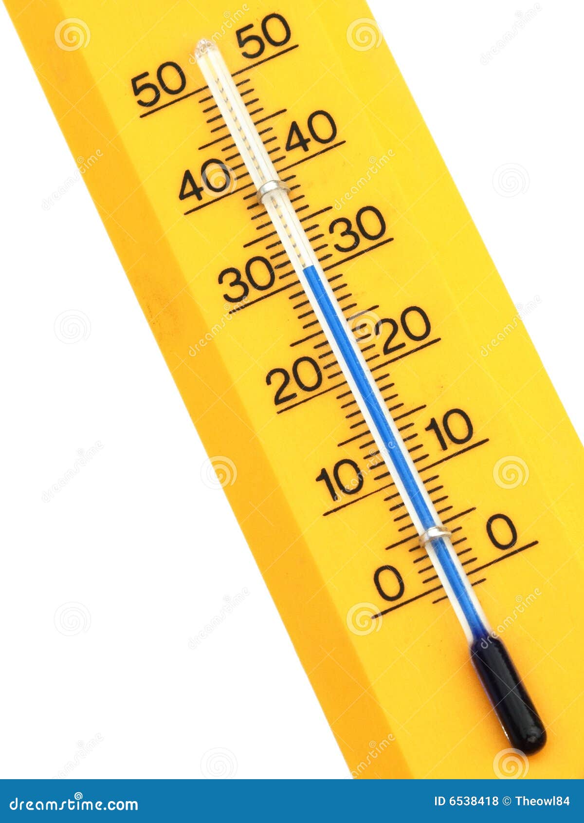 Yellow Thermometer stock photo. Image of isolated, centigrade - 6538418