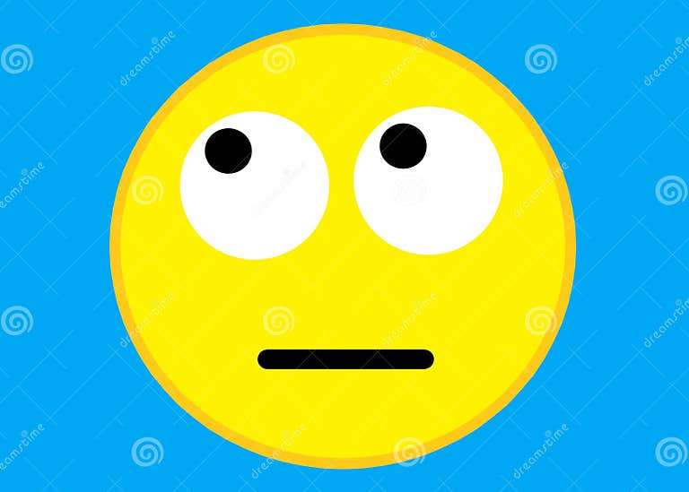 A Yellow Thinking or Guilty Expression Emoticon Smiley Light Blue ...