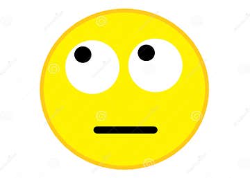 A Yellow Thinking or Guilty Expression Emoticon Smiley White Backdrop ...